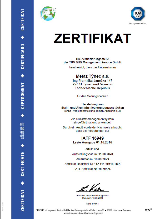 METAZ TÝNEC A.S. - COMPANY PROFILE