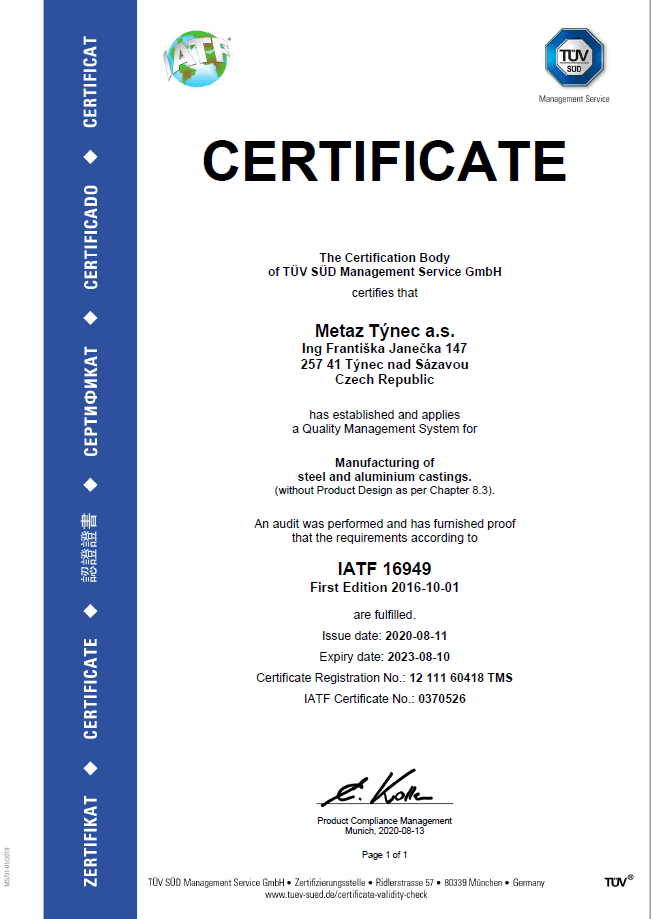METAZ TÝNEC A.S. - COMPANY PROFILE